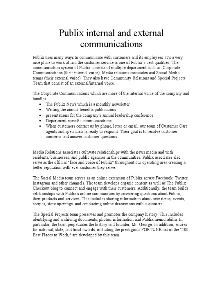 Publix Communication System | PDF | Social Media | Popular Culture ...