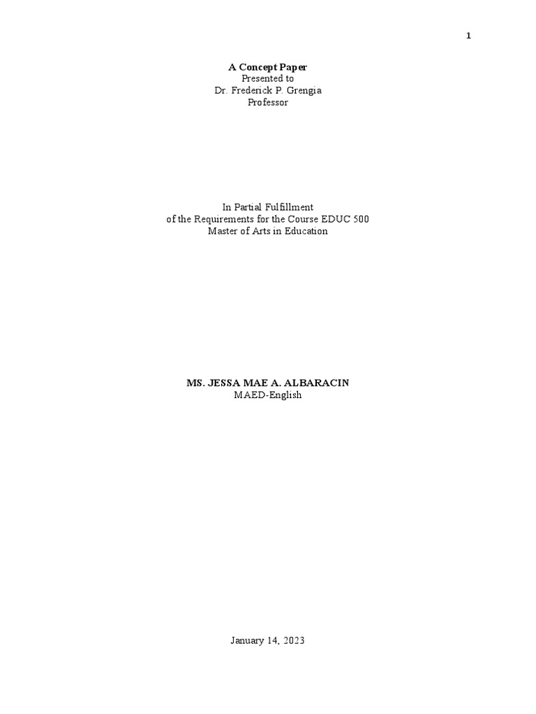 Concept Paper | PDF | Second Language Acquisition | Second Language Concept Paper | PDF | Second Language Acquisition | Second Language