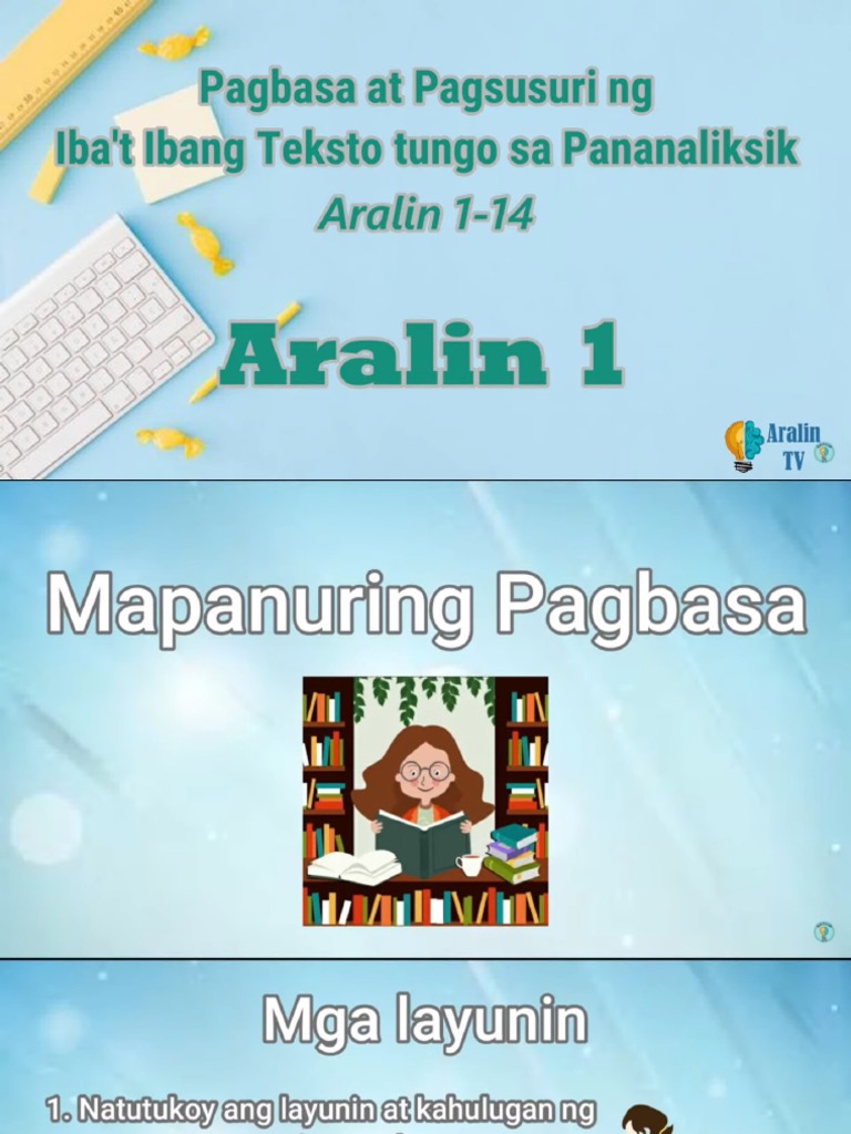 Aralin 1-14 Pagbasa at Pagsusuri NG Iba't Ibang Teksto Tungo Sa ...