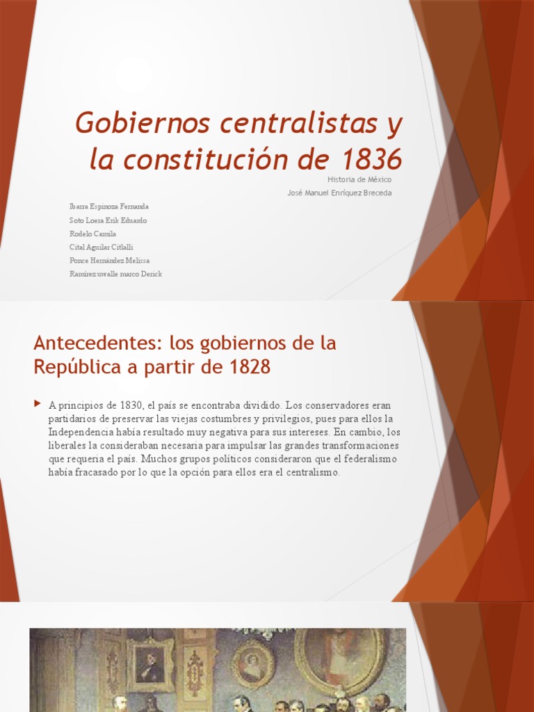 Gobiernos Centralistas Y La Constitución De 1836 Historia Pdf Gobierno