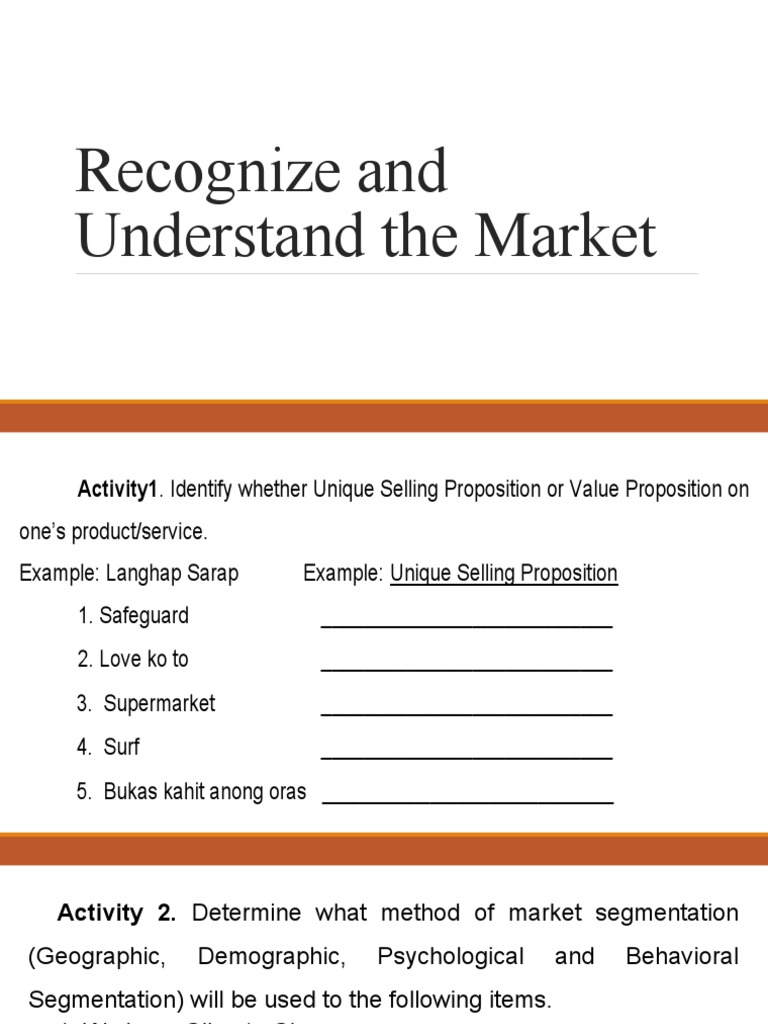 Recognize and Understand The Market | PDF | Market Segmentation | Marketing