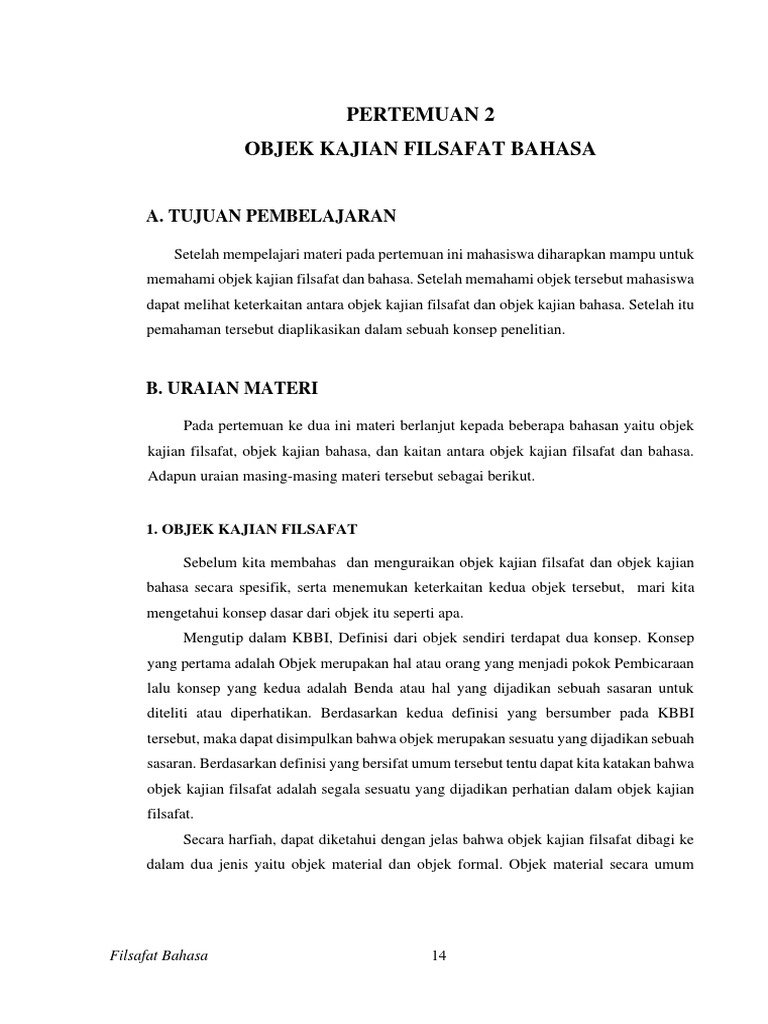 Fb-Objek Kajian Filsafat Bahasa | PDF | Seni & Disiplin Bahasa