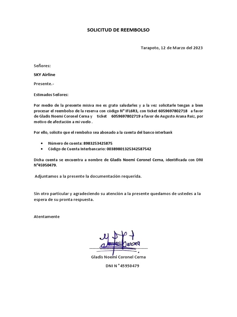 Formato De Solicitud Reembolso Pdf Pdf