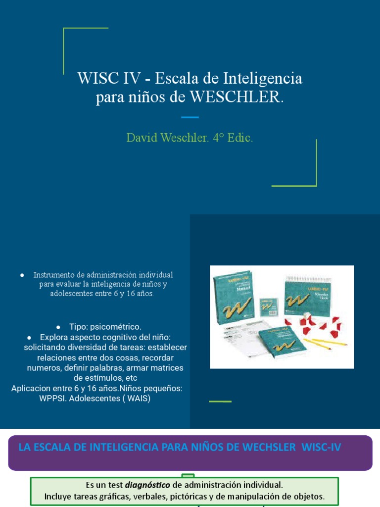 WISC IV - Escala de Inteligencia para Niños de WESCHLER. | PDF ...