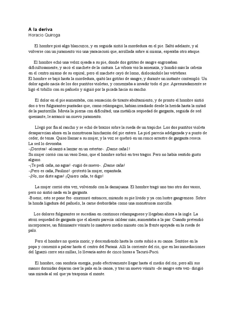 A La Deriva. Horacio QUIROGA | PDF | Naturaleza