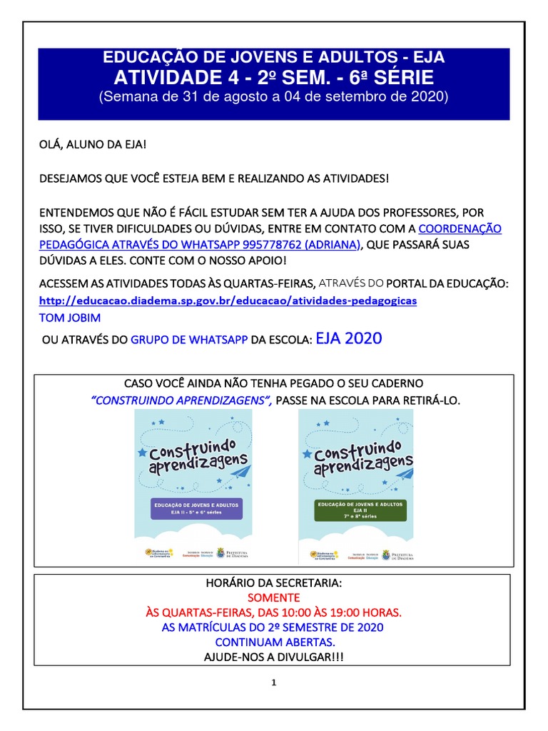 ATIV 4 EJA - 2 - 6 SERIE Rev PDF | PDF | Desmatamento | Floresta Amazônica