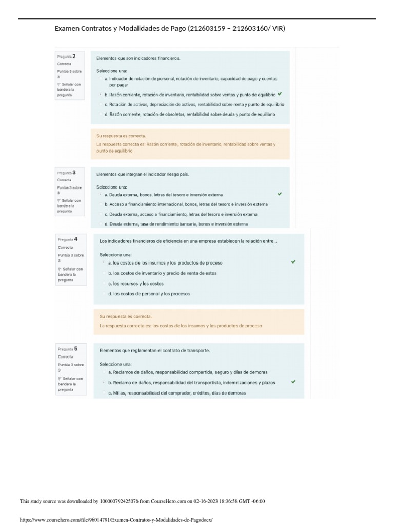 Examen Contratos y Modalidades de Pago PDF | PDF