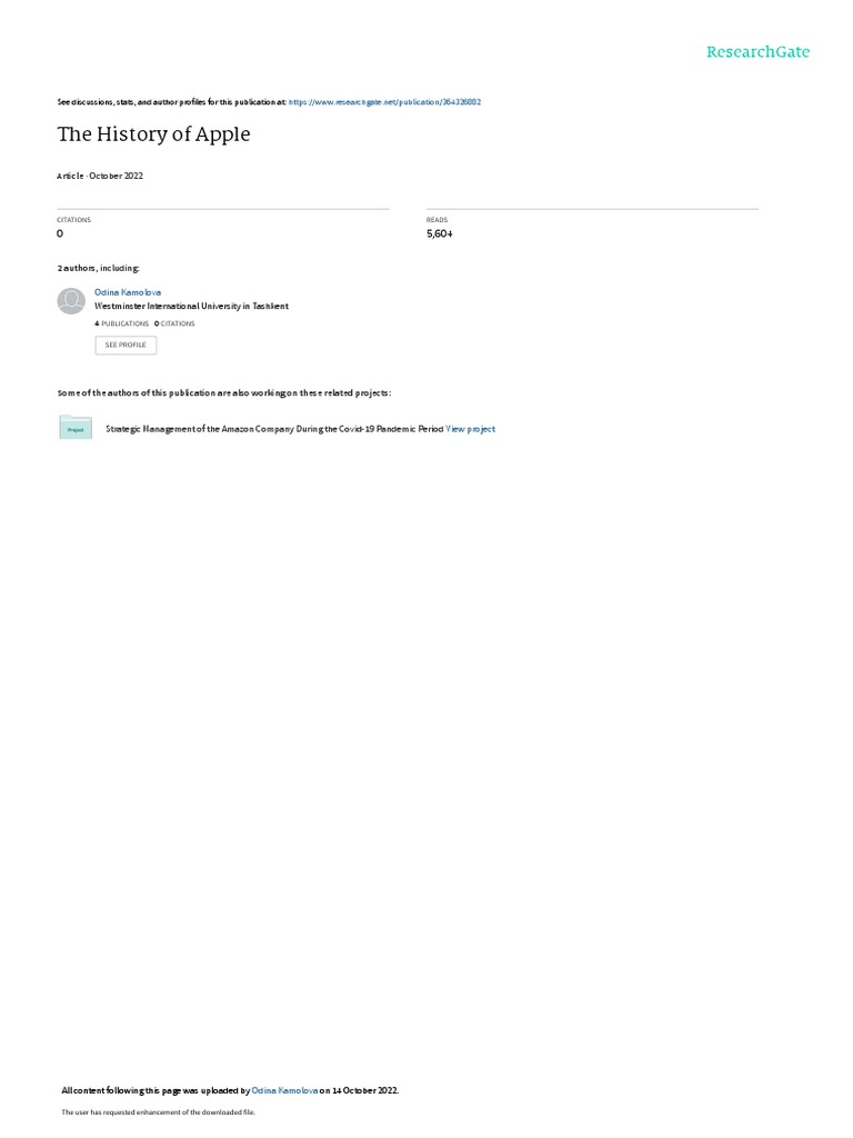 The Historyof Apple 1 | PDF | Apple Inc. | Steve Jobs