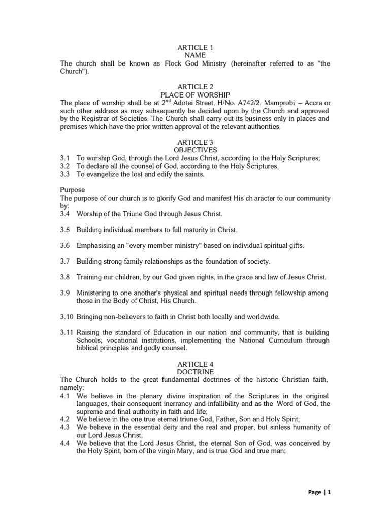 Church Constitution | PDF | Christian Organizations | Religious Faiths