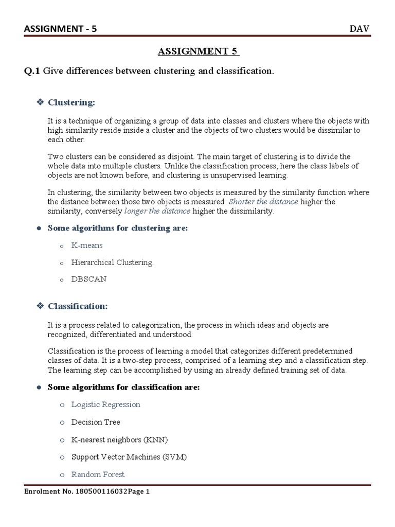 Dav Assignment 5 | PDF | Cluster Analysis | Statistical Classification
