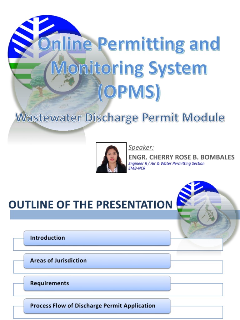 6.OPMS Discharge Permit Engr. Cherry Bombales | PDF | Metro Manila | Effluent
