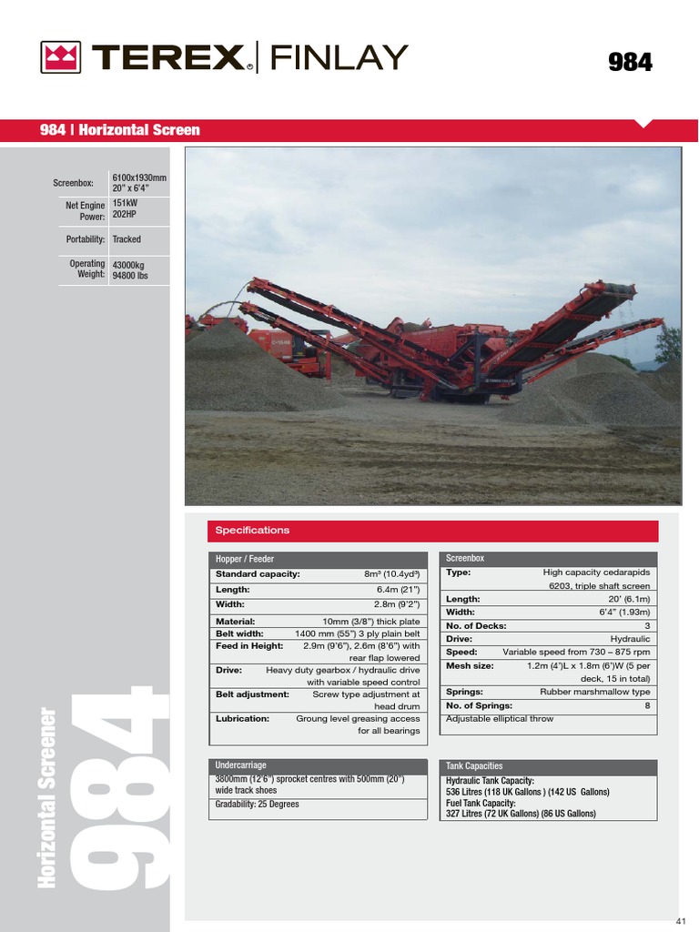 Terex Finlay 984 Horizontal Screen PDF | Download Free PDF | Belt ...
