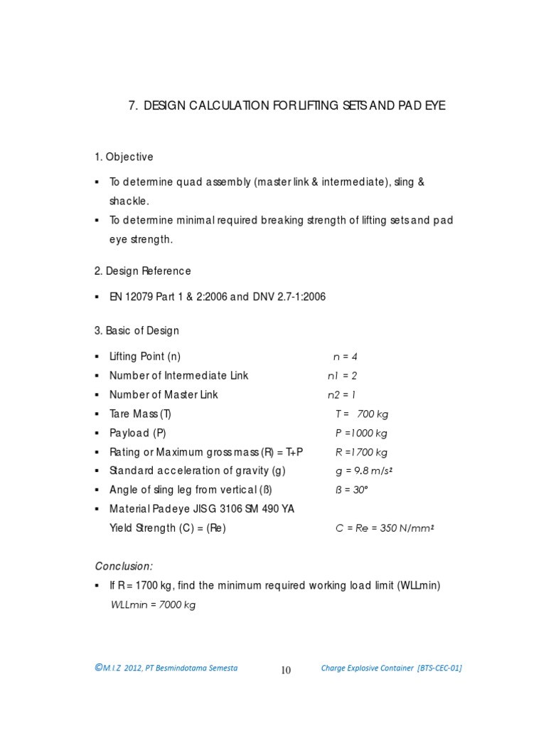 Contoh Perhitungan Lifting Set Dan Padeyes | PDF | Physical Sciences | Mechanical Engineering