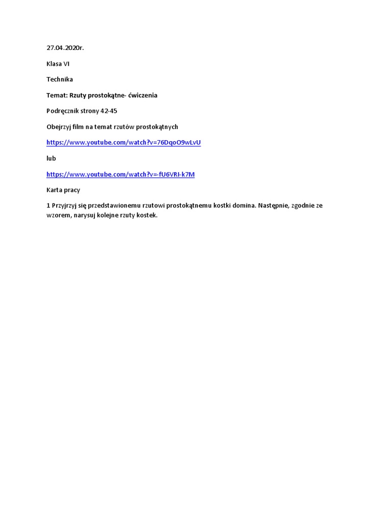 27.04.2020 R. Klasa 6 Technika SZ PDF | PDF