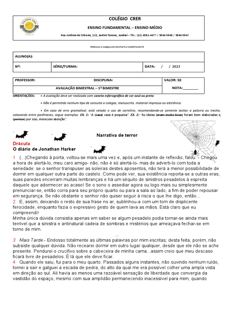 Prova 8 Ano 1 Bim | PDF | Narrativa