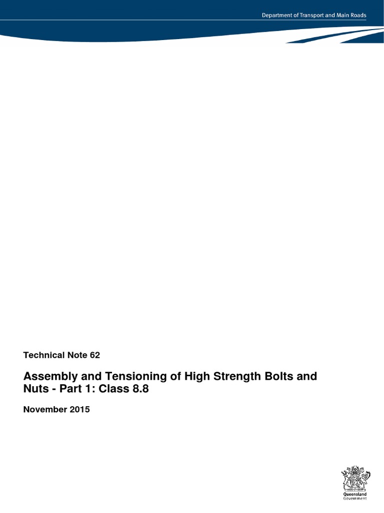 Assembly and Tensioning of High Strength Bolts and | PDF | Screw | Nut (Hardware)