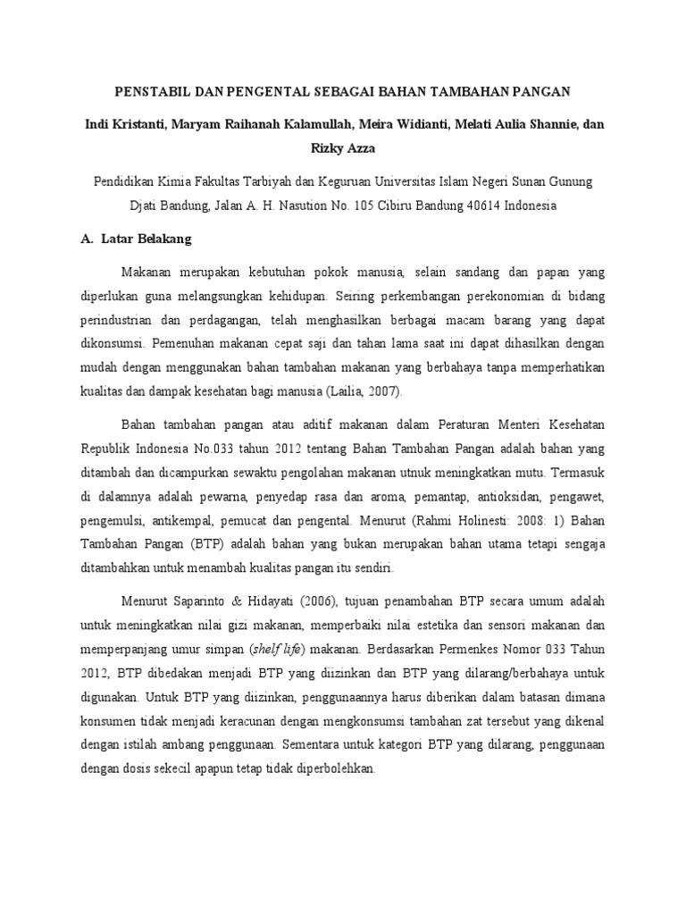PENSTABIL DAN PENGENTAL SEBAGAI BAHAN TAMBAHAN PANGAN - Kelompok 3 ...