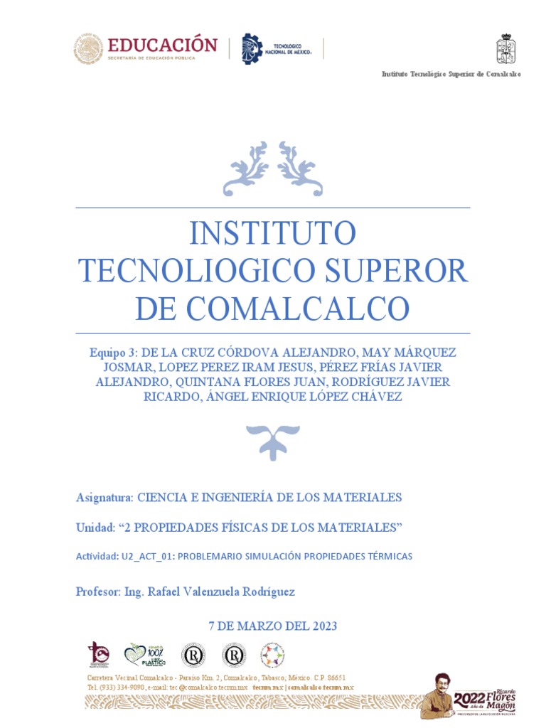 U2 - Act - 01 - Eq3 - Problemario Simulación Propiedades Mecánicas | PDF | Elasticidad (Física ...