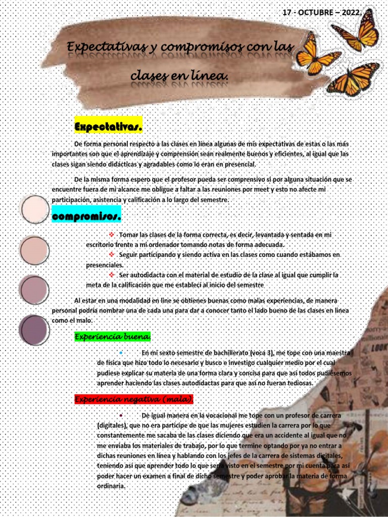 Expectativas y compromisos en clases en línea | PDF | Modificación de ...