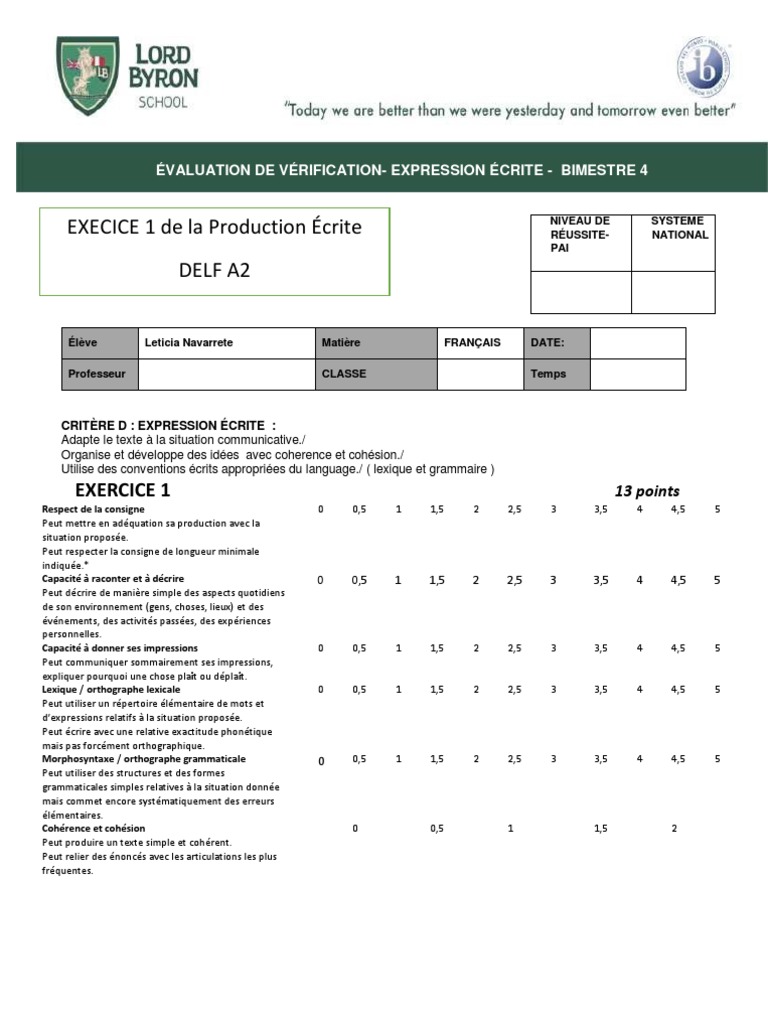 Évaluation Écrite DELF A2 | PDF | Cognition | Communication humaine