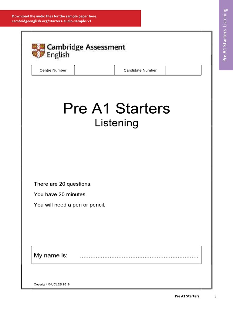 Listening Pre A1 Activities | PDF