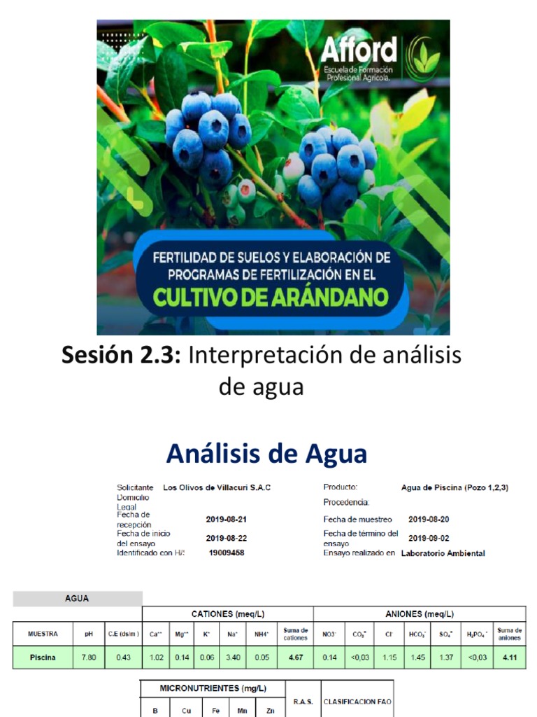 Sesión 2.3 Interpretación de Análisis de Agua | PDF | Agua | Calcio
