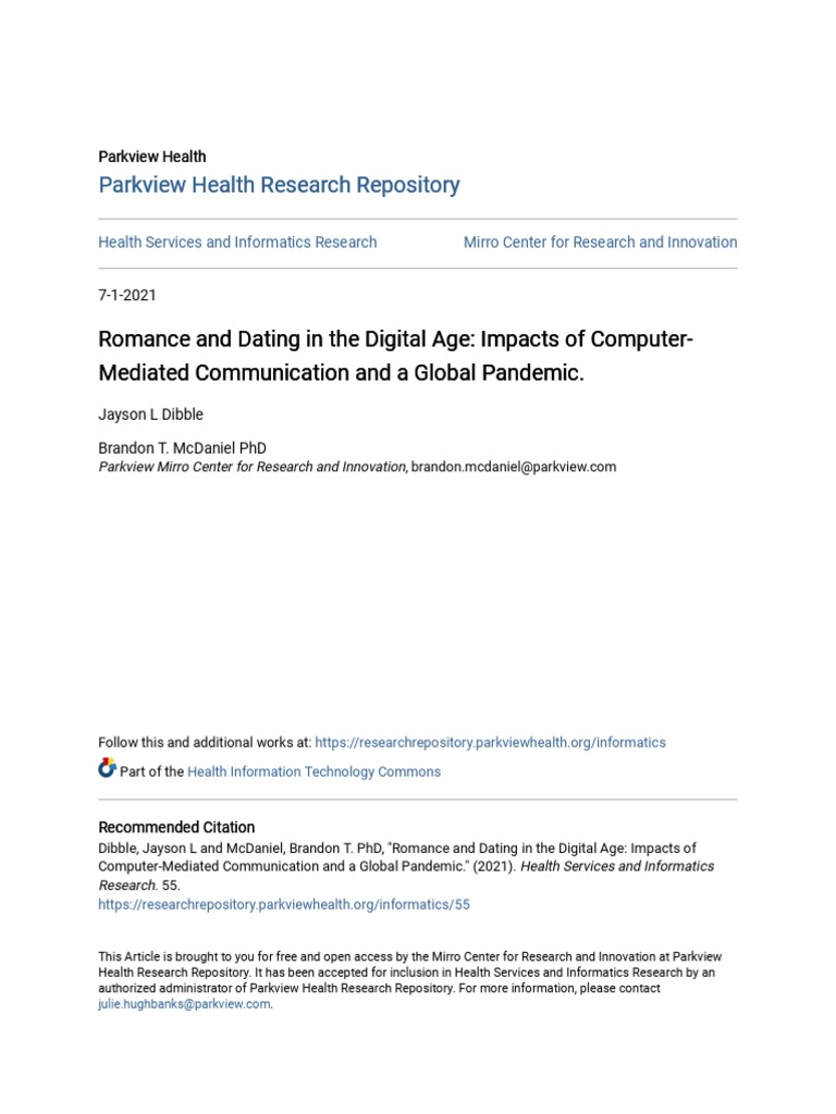 Romance and Dating in The Digital Age - Impacts of Computer-Mediat ...