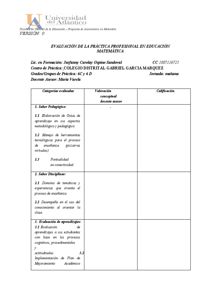 Evaluación de La Práctica Profesional | PDF | Maestros | Evaluación