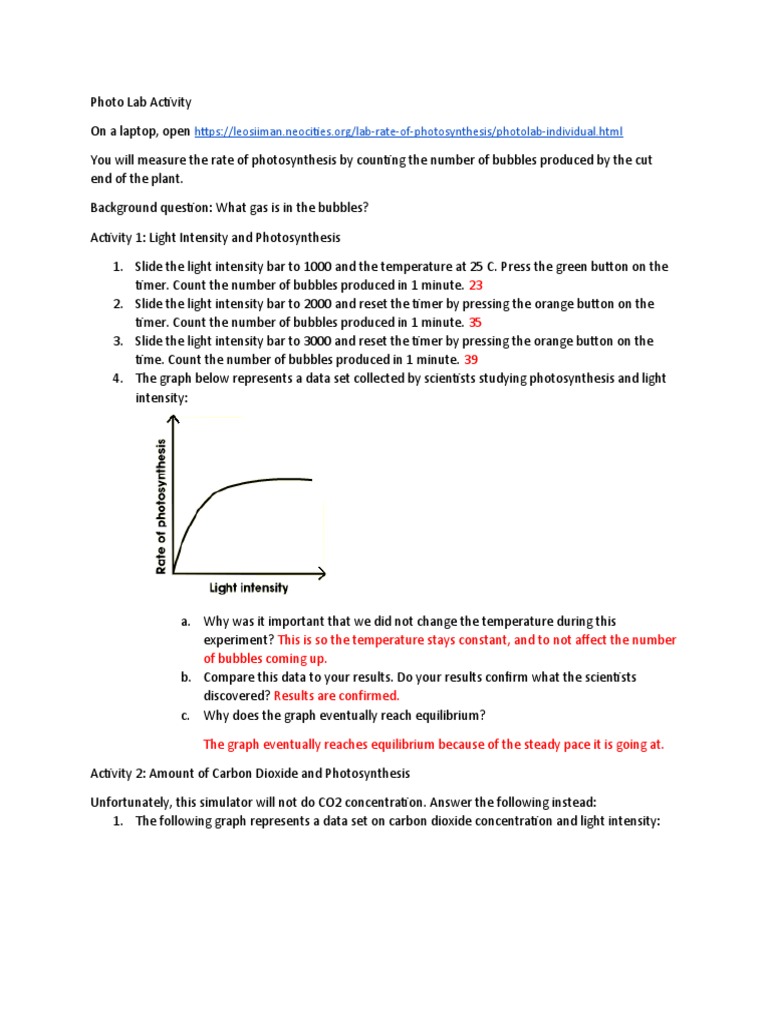 Photosynthesis Rate Experiment Analysis | PDF | Photosynthesis | Carbon ...