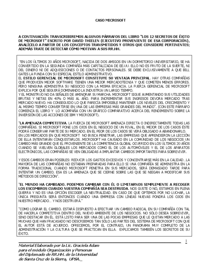 Caso Microsoft PDF | PDF | Microsoft | Software