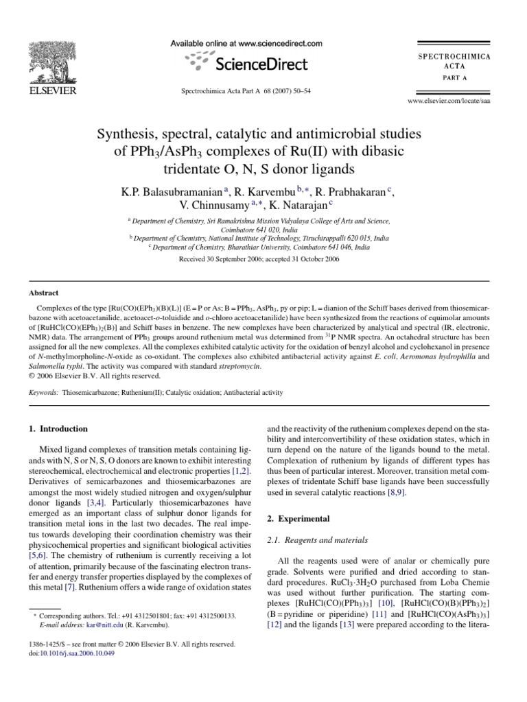 Balasubramanian 2007 | Download Free PDF | Coordination Complex | Ligand