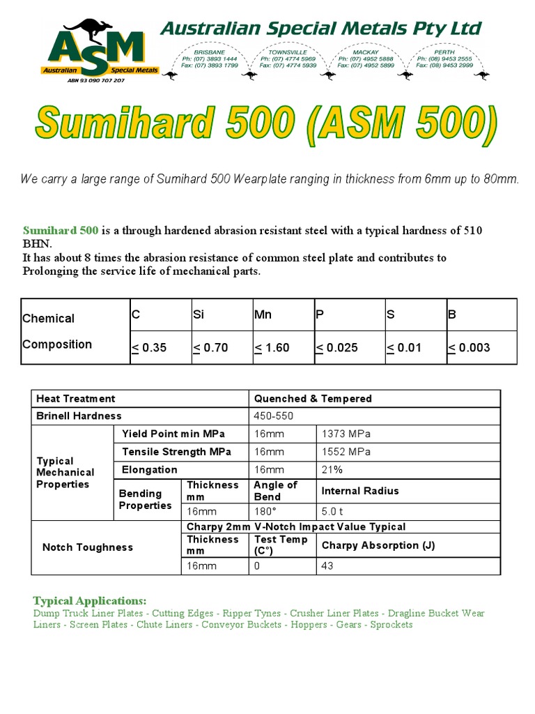 Sumihard 500 (ASM 500) | PDF | Construction | Welding