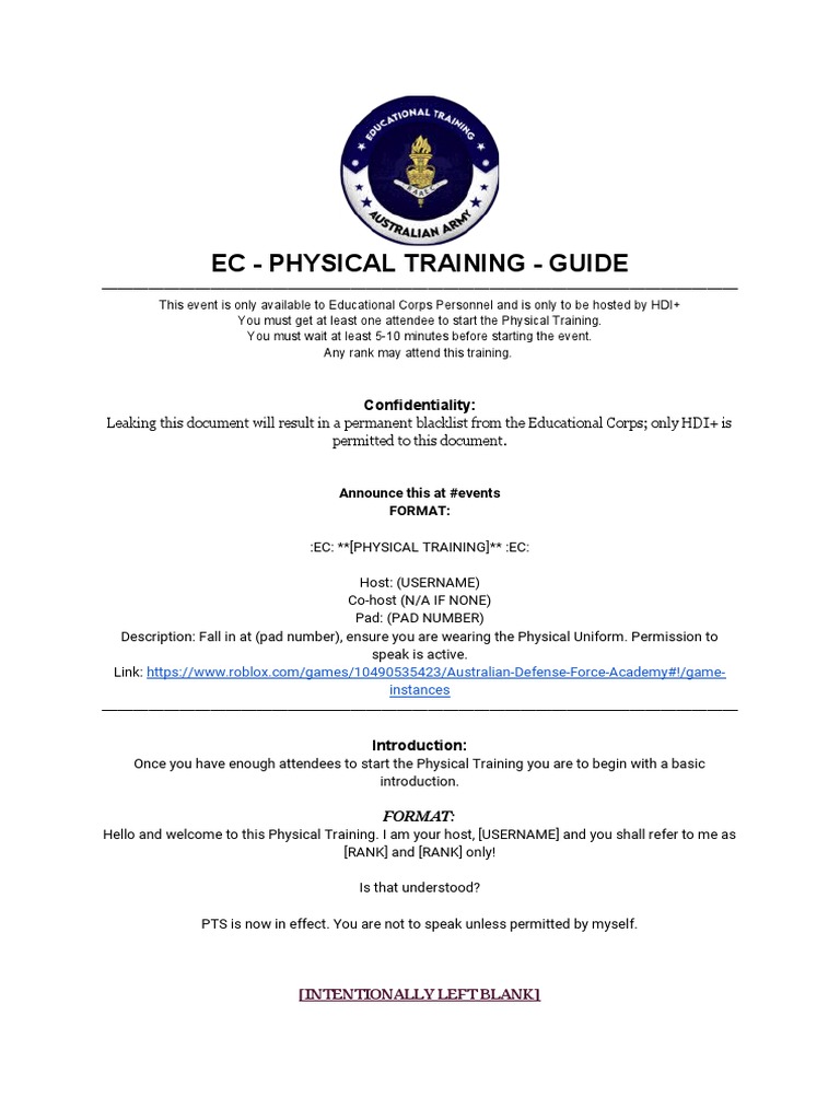 Physical Training Guide for EC Personnel | PDF | Military | Military ...