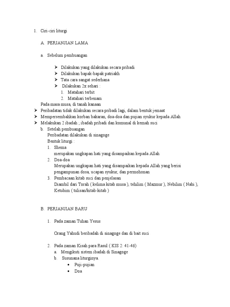 Ciri-Ciri Liturgi | PDF