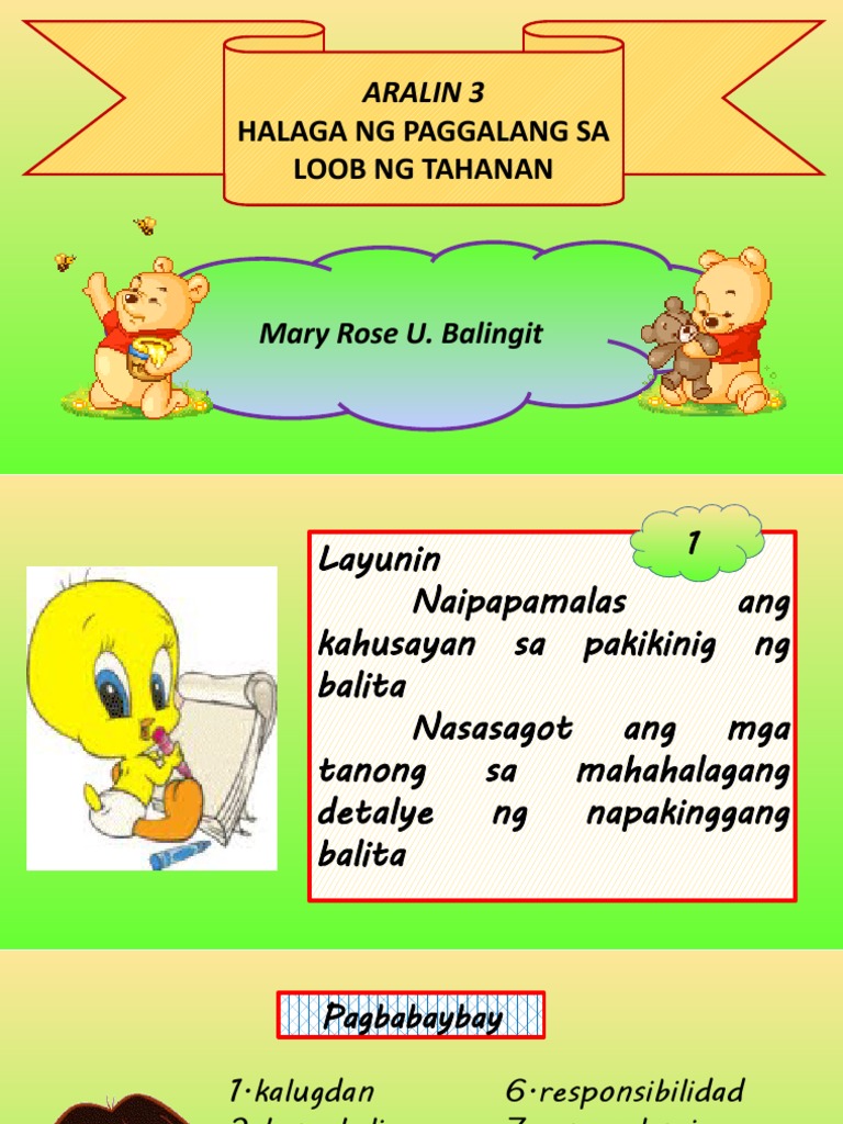 Day1&2 Filipino 4 Aralin 3 Halaga NG Paggalang Sa Loob NG Tahanan - Day ...