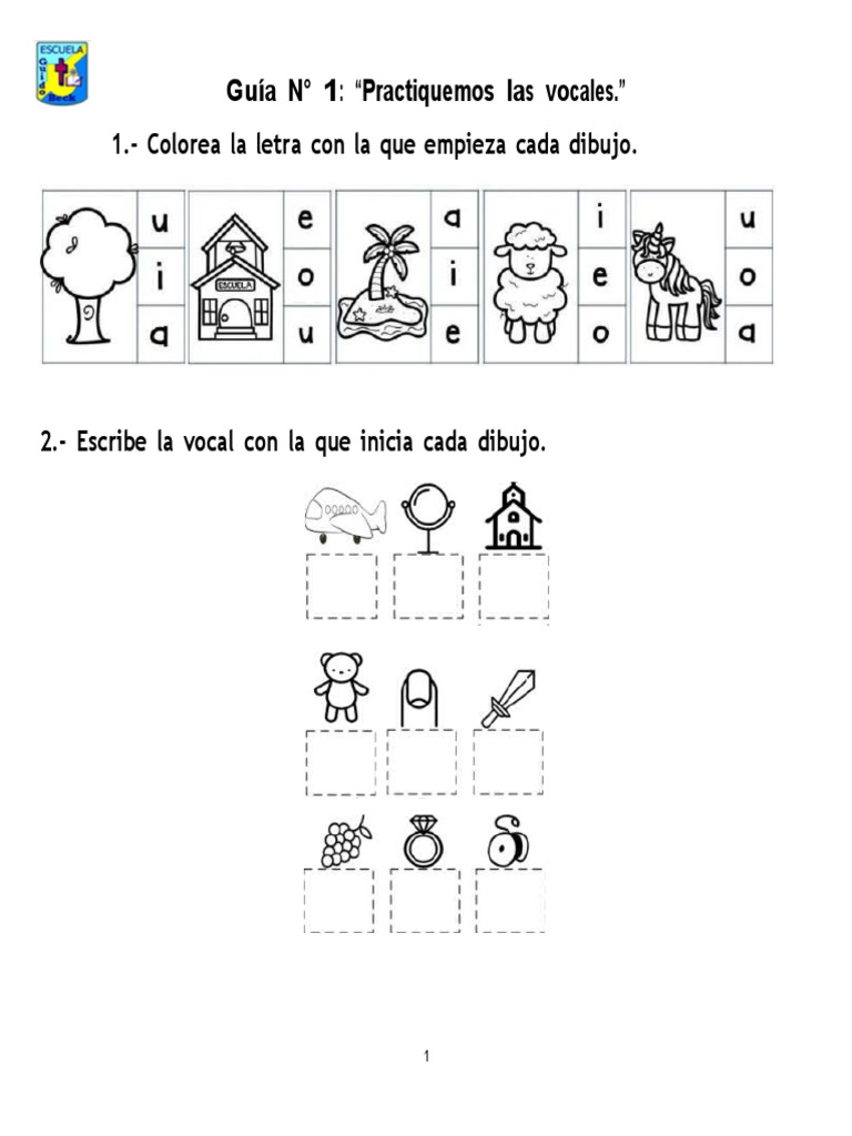 Ficha N°2 - Practiquemos Las Vocales | PDF