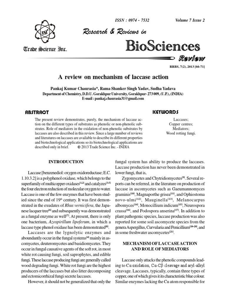 Laccase Enzyme | PDF | Redox | Fungus