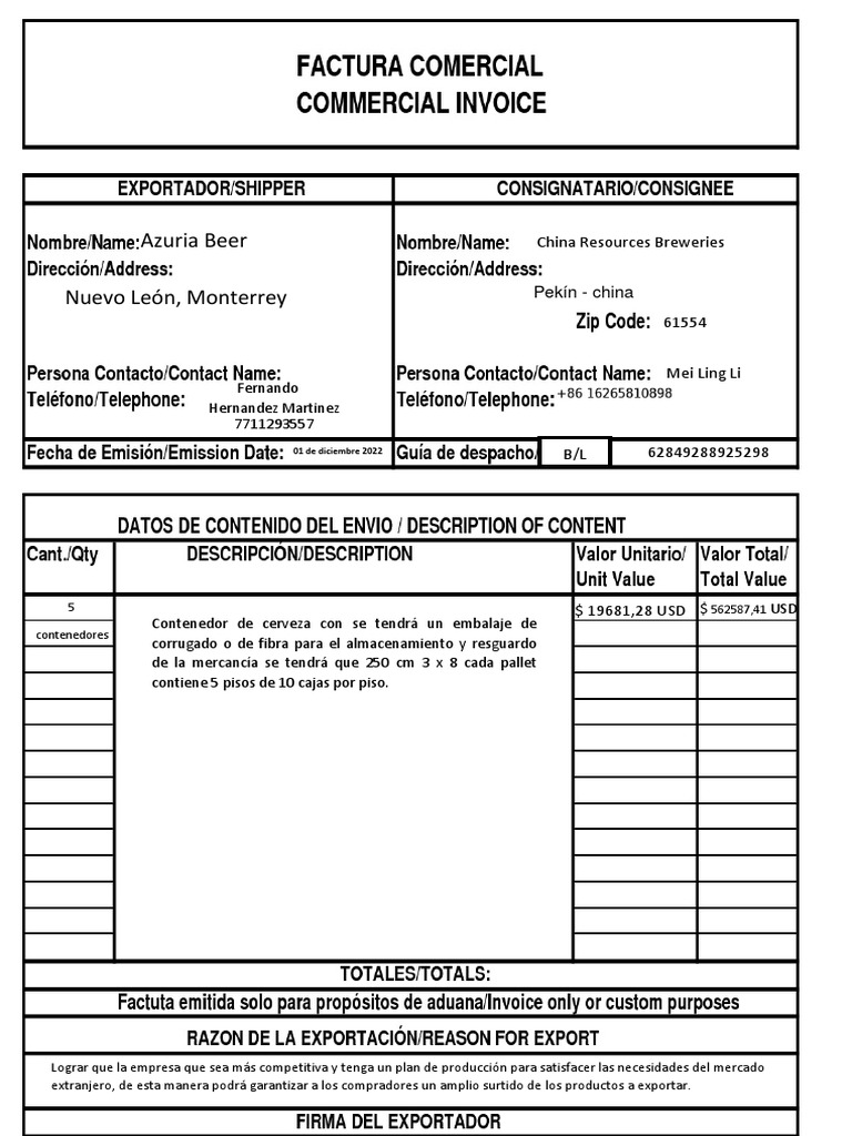 factura comercial | PDF