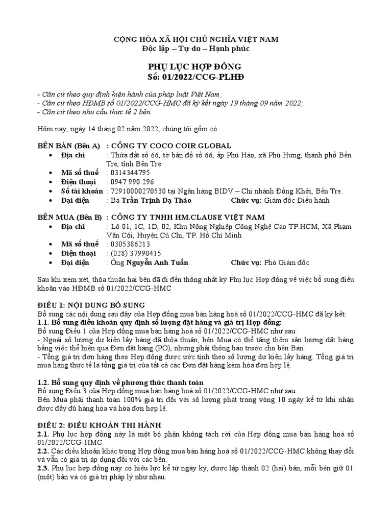 Mau Phu Luc Hop Dong Mua Ban Hang Hoa | PDF