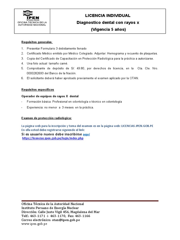 Requisitos Lic Individual - RX Dental | PDF