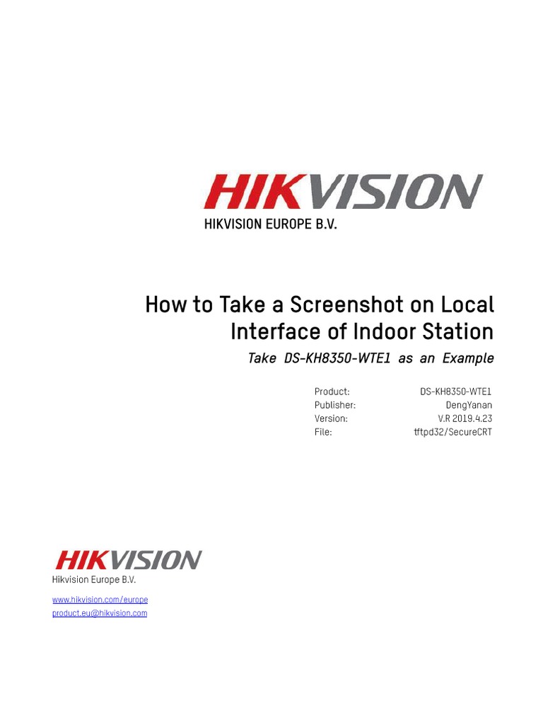 How To Take A Screenshot On Local Interface of Indoor Station | PDF