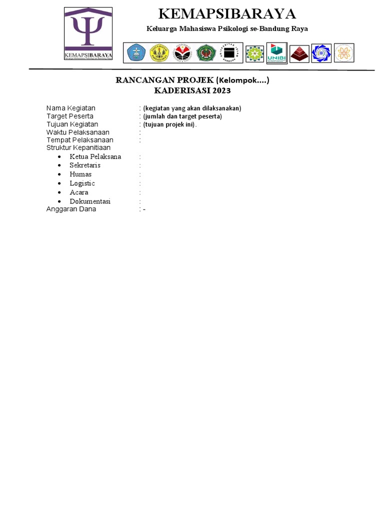 Format Rancangan Projek Kaderisasi 2023 | PDF Format Rancangan Projek Kaderisasi 2023 | PDF