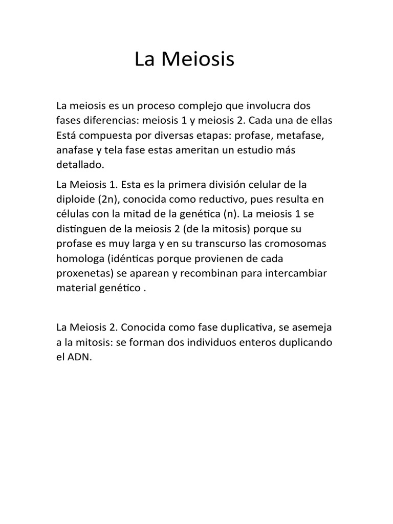 La Meiosis Pdf