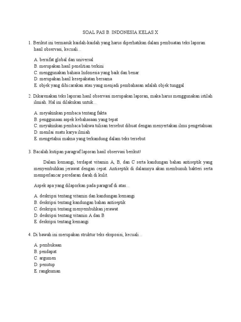 Soal PAS B. Indo SMK/SMA Kls X | PDF | Kajian Bahasa Asing | Fiksi Umum