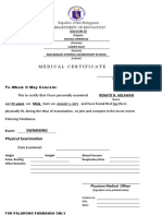 Medical Certificate 2010 Palaro | PDF | Physical Examination | Practice ...
