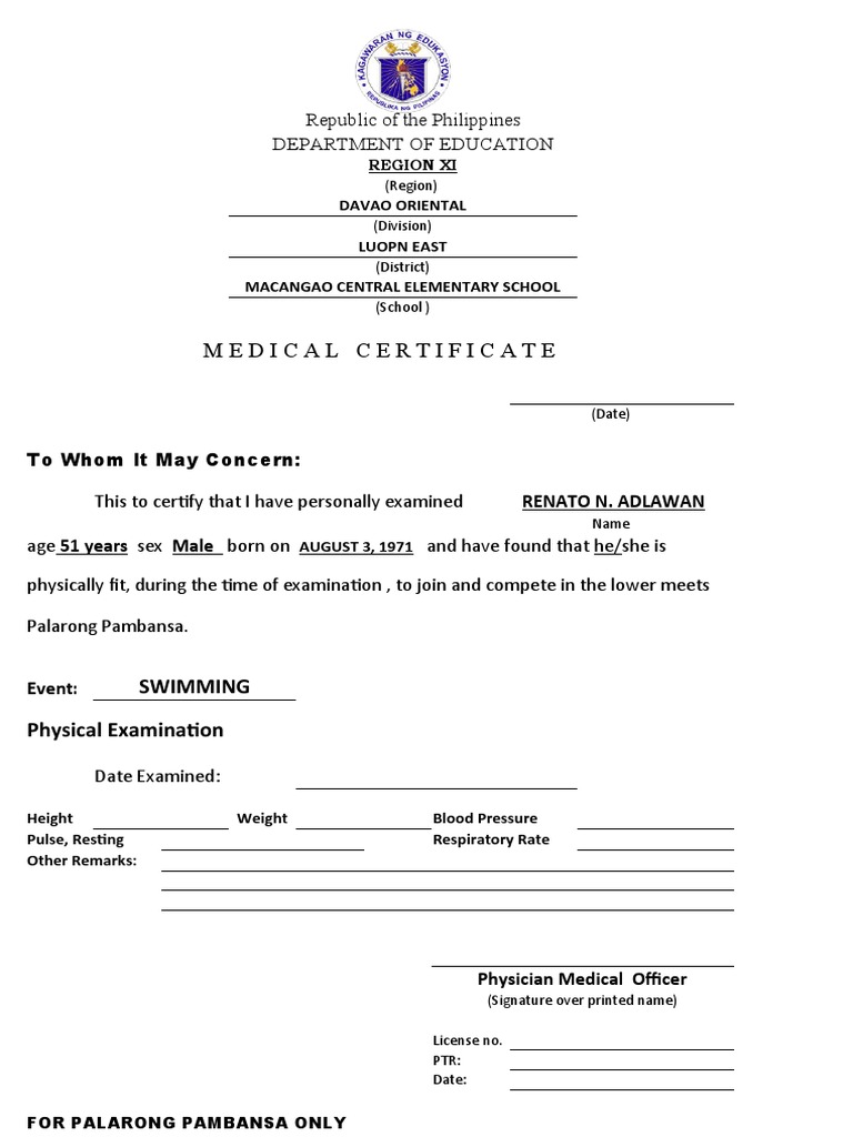 Medical Certificate | PDF