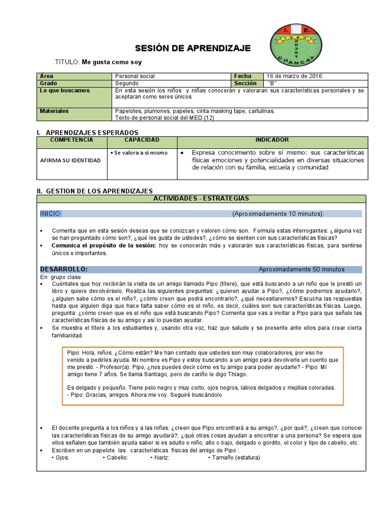 Sesión de Aprendizaje #04 Me Gusta Como Soy | PDF | Pelo
