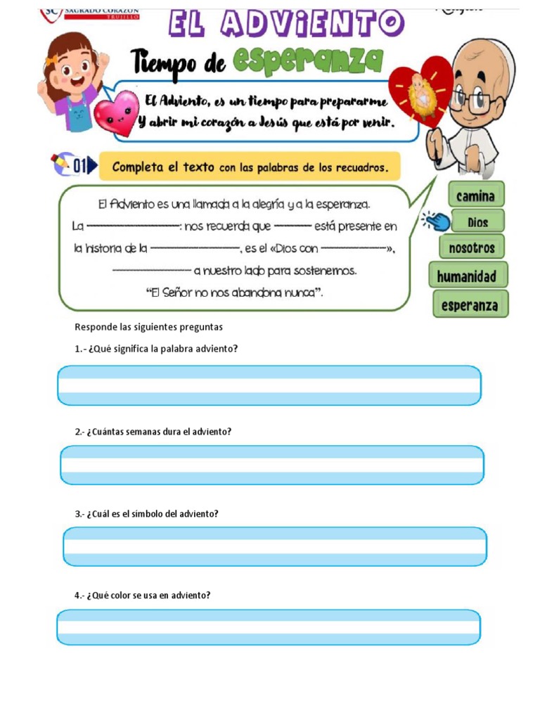 Ficha de Religion Sobre El Adviento 1 | PDF