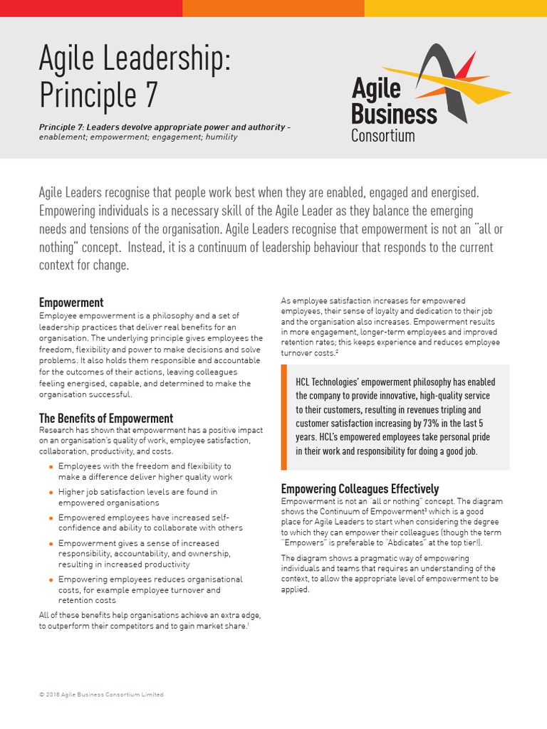 Agile Leadership Principle 7 | PDF | Empowerment | Leadership
