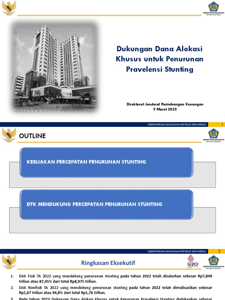 Bahan BKKBN - Stunting 9 Maret 2023-DTK Kemenkeu | PDF